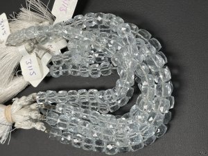 White Aqua Hydro Quartz Cube Faceted