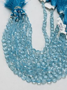 Sky Blue Hydro Quartz Coin Faceted