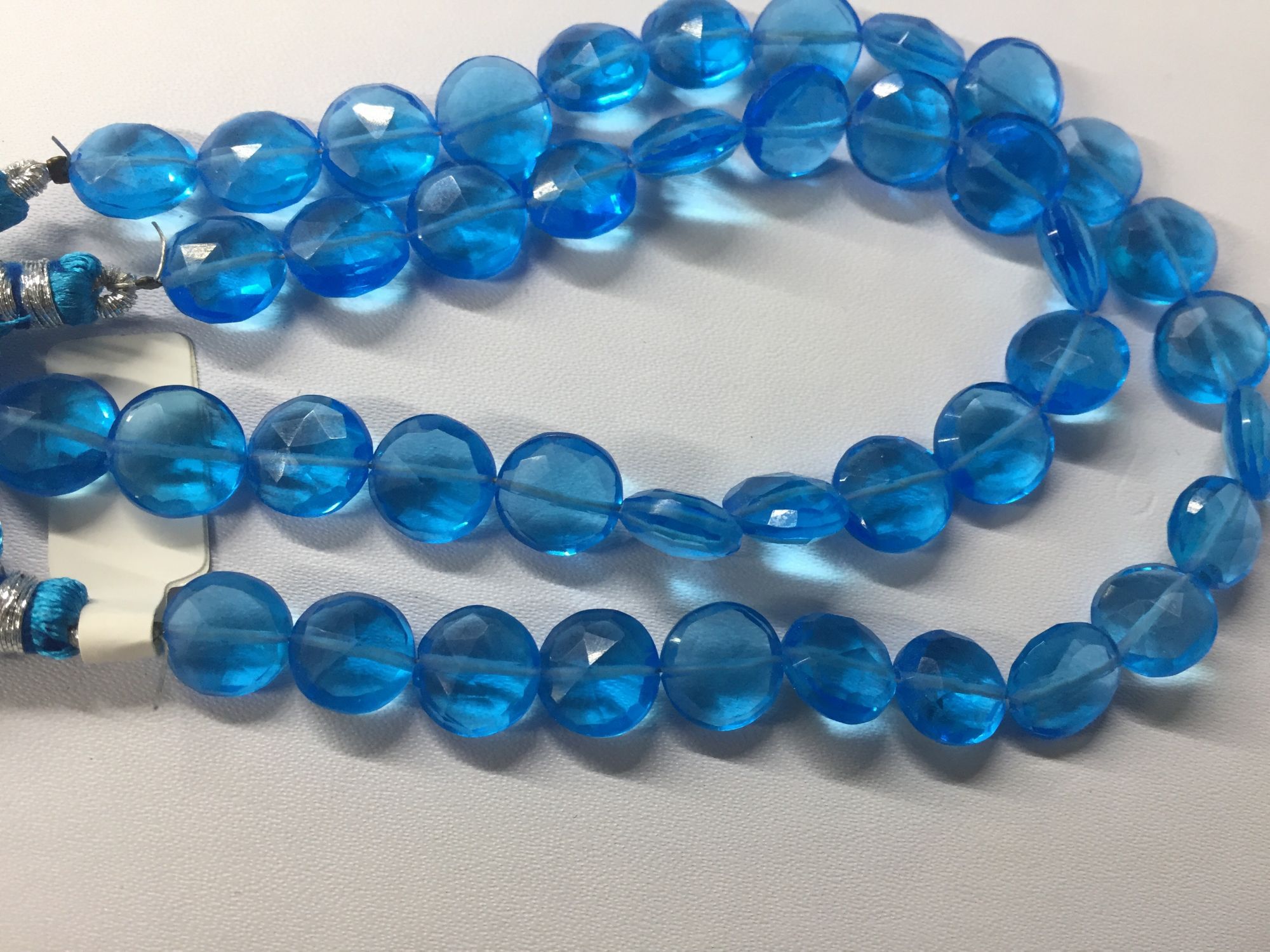 Blue Hydro Quartz Coin Faceted
