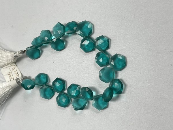 Teal Hydro Quartz Hexagon Faceted