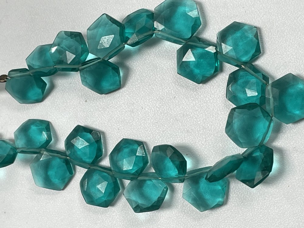 Teal Hydro Quartz Hexagon Faceted