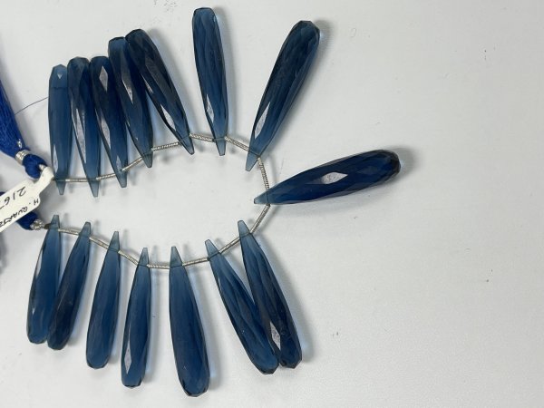 Dark Blue Hydro Quartz Long Drop Faceted